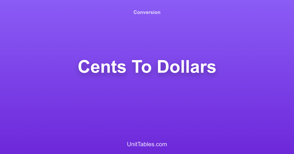 Cents to Dollars Converter | Free Online Currency Calculator