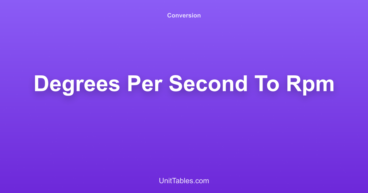 Degrees/s to RPM Converter | UnitTables [2026]