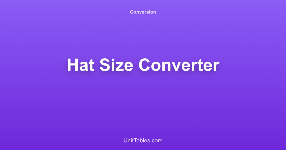 Hat Size Converter | UnitTables [2026]