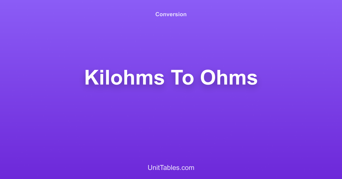 Kilohms to Ohms Converter - Free Online Calculator | UnitTables [2026]