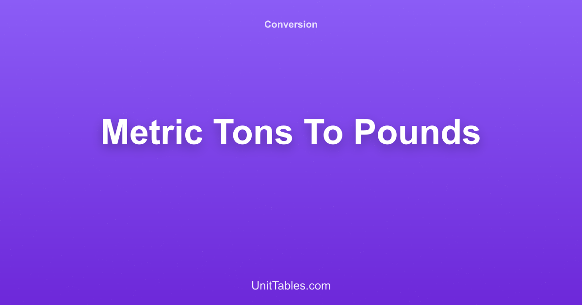 Metric Tons to Pounds Converter | tonnes to lb Weight Conversion [2026]