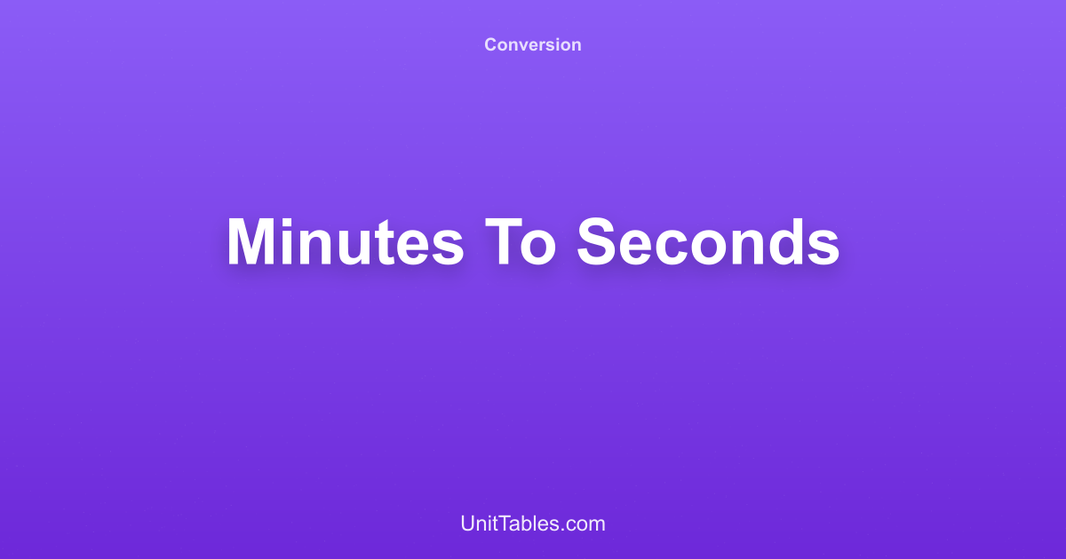 Minutes to Seconds Converter - min to sec | UnitTables