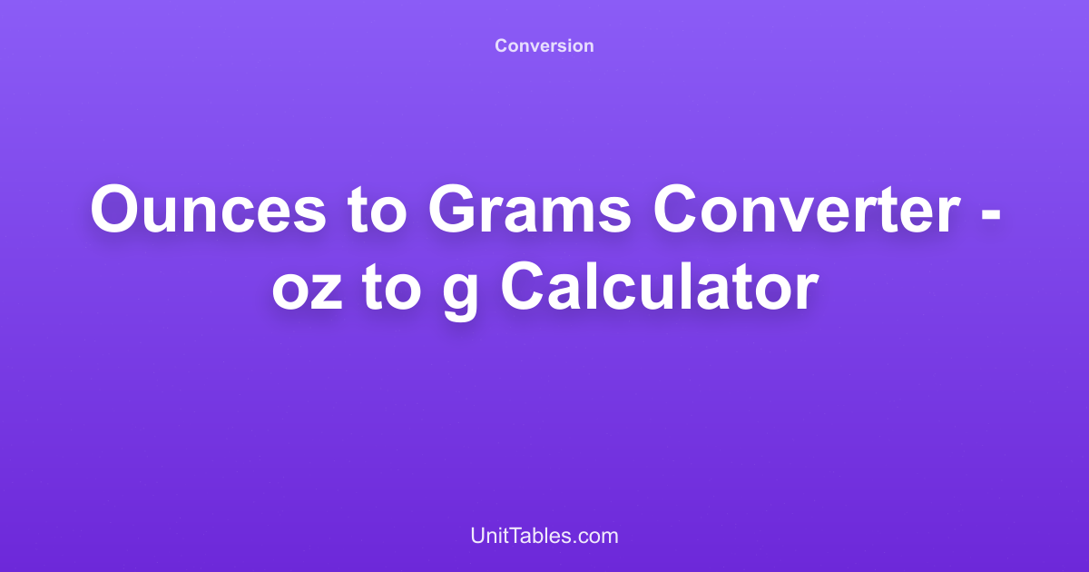 Ounces to Grams Converter | Weight Calculator