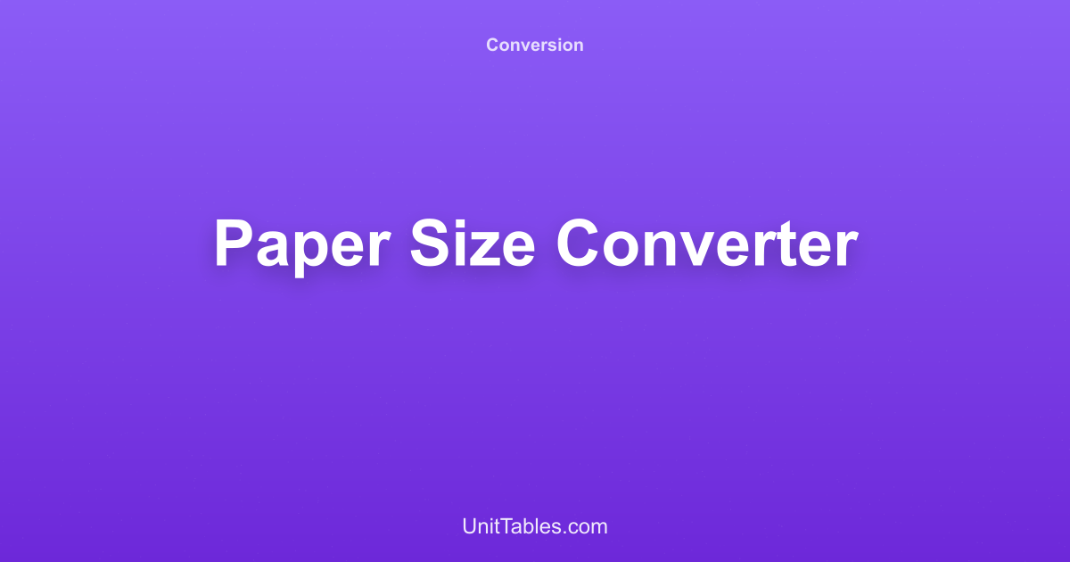 Paper Size Converter | UnitTables [2026]