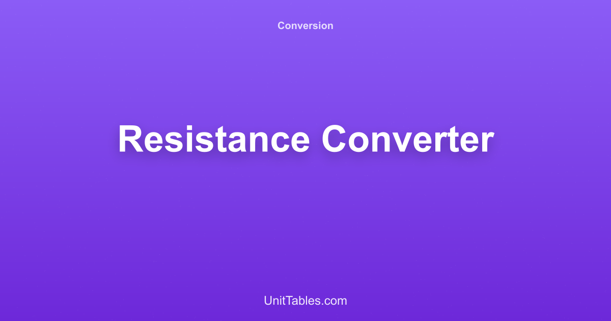 Universal Resistance Converter - Ohms, Kilohms, Megohms | UnitTables [2026]