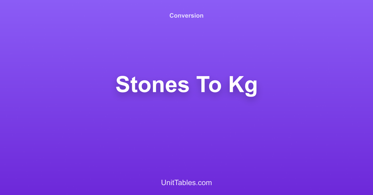 Stones to Kilograms Converter | st to kg Weight Conversion [2026]