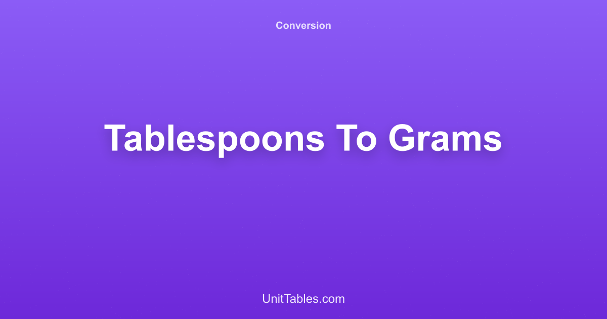 Tablespoons to Grams Converter - Cooking Measurements | UnitTables [2026]