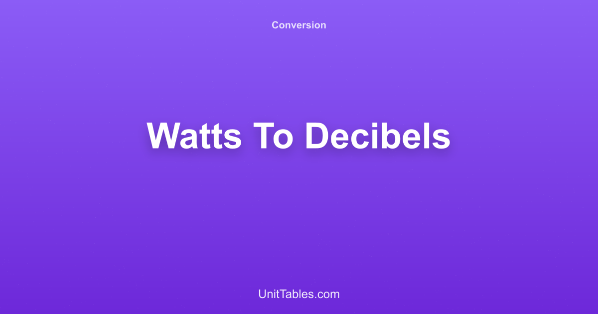 Watts to Decibels Converter - Free Online Calculator | UnitTables [2026]